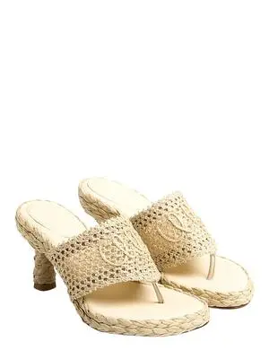 Chloé Isla Raffia Sandals - Natural Brown
