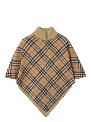 Burberry Check Wool Cape - Sand