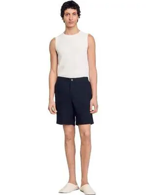 Sandro Linen Shorts - Navy Blue