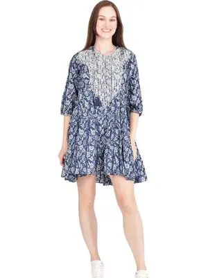 RAAS Harper Embroidered Mini Dress - Blue