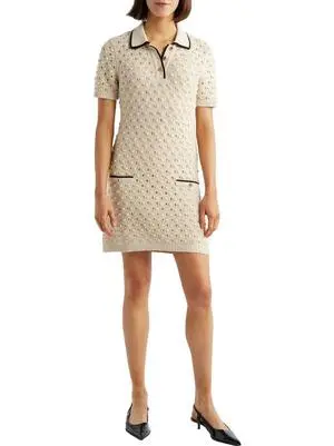 FRAME FRAME The Bauble Open Stitch Mini Sweater Dress Cream