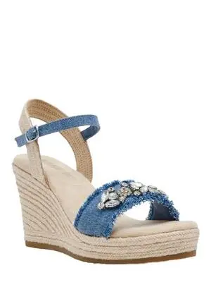 Anne Klein Anne Klein Wilton Platform Wedge Sandal Denim/ Crystal
