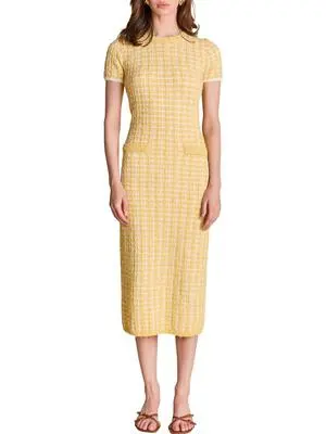 Endless Rose Check Knit Midi Dress - Butter/ White
