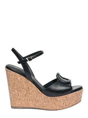Santoni Leather Wedge - Black