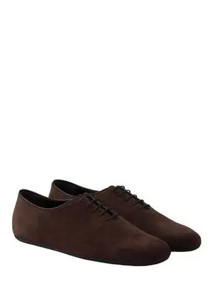 Prada Suede Laced Shoes Dark Brown
