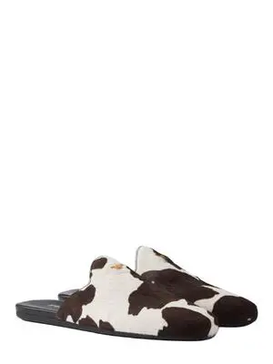 Prada Printed Leather Mules - White/dark Brown