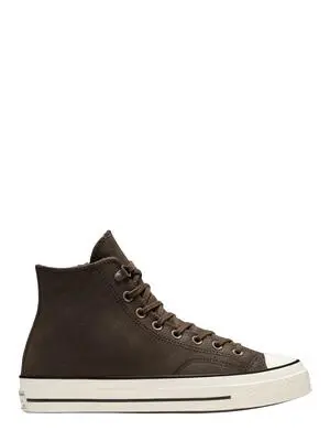 CONVERSE Chuck 70 High Distressed Leather Sneakers - Brown