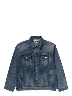 A BATHING APE Damage Denim Jacket - Blue