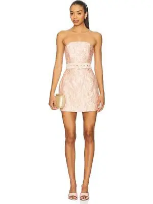 LOVERS AND FRIENDS Strapless Jacquard Mini Dress With Belt - Blush