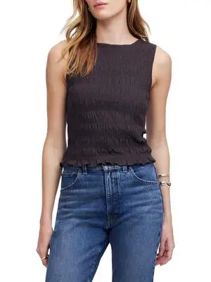 Madewell Smocked Tank Top - Soft Charcoal