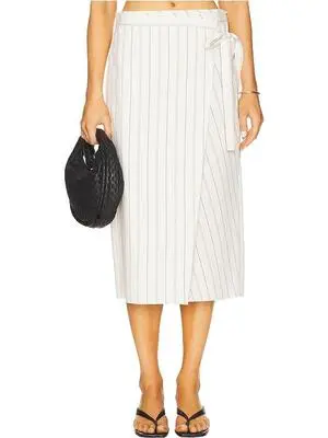 Vince Seedling Stripe Wrap Skirt - Off White & Marigold