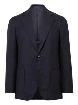 J. MUESER Waverly Wool-hopsack Blazer - Blue