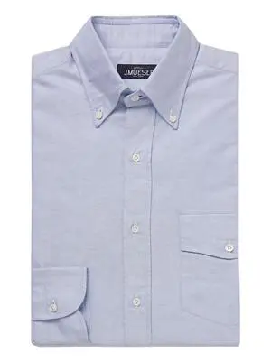 J. MUESER Slim-fit Button-down Collar Cotton Oxford Shirt - Blue