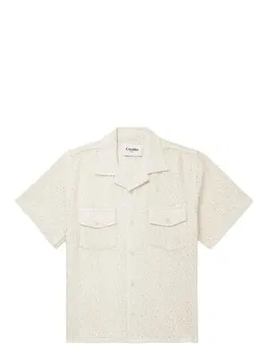CORRIDOR Camp-collar Cotton And Nylon-blend Lace Shirt - Neutrals