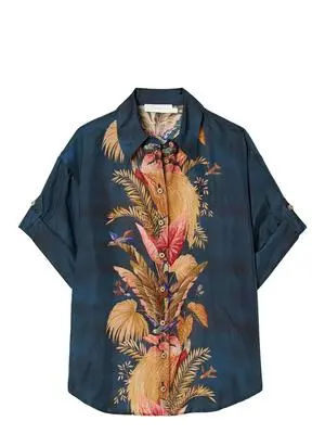 Zimmermann Ascension Printed Silk-satin Shirt - Blue