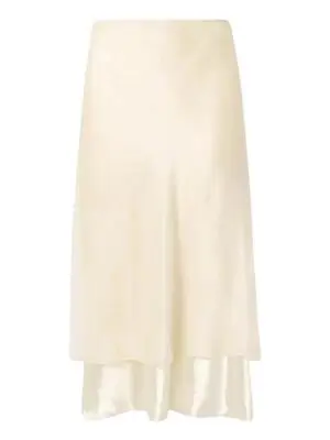 Khaite Monina Layered Midi Skirt - Cream