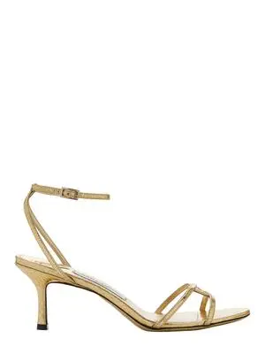 JIMMY CHOO 1998 Leo Leather Sandals Gold