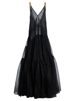 TEMILY Tiered Silk Gown - Black