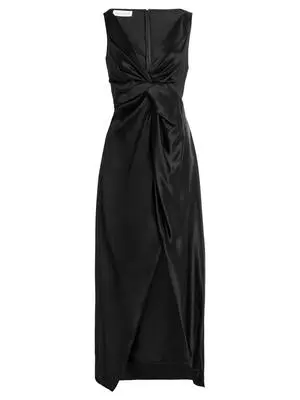 Marina Moscone Twisted Satin Midi Dress Black