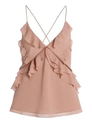 FAVORITE DAUGHTER Ruffled Chiffon Tank Top - Taupe
