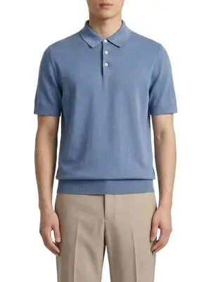 DRUMOHR Cotton Polo Shirt Gnawed Blue