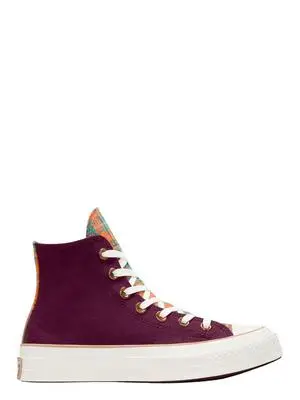 CONVERSE Chuck 70 High Canvas & Plaid Sneakers - Purple