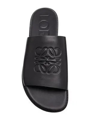 Loewe Flex Anagram Soft Calfskin Slide Sandals - Black