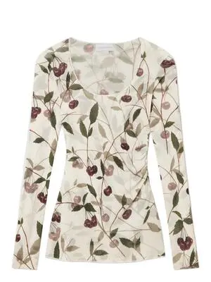 Stella McCartney Cherry Print Mesh Top - Cream