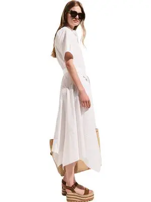 Stella McCartney Short Sleeve Belted Midi Dress - Pure White