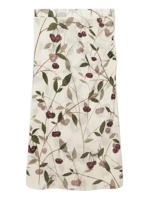 Stella McCartney Cherry Print Midi Skirt - Cream