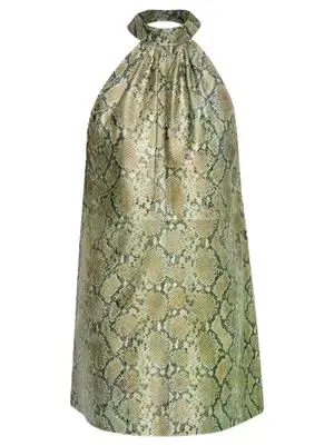 GESTUZ Feliza Snakeskin Halterneck Dress - Yellow