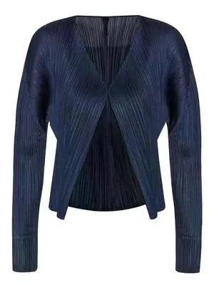 Issey Miyake Pleated Cardigan Blue