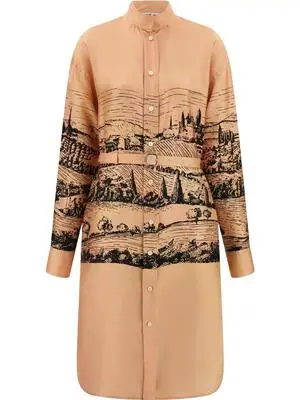FERRAGAMO Printed Shirt Dress - Orange