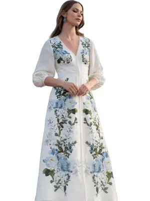 Sachin & Babi Varenna Printed Linen Lyocell Dress - Sky Pearl Raceme