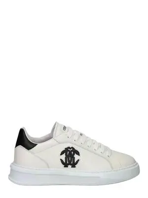 Roberto Cavalli Mirror Snake Appliqué Sneakers - White
