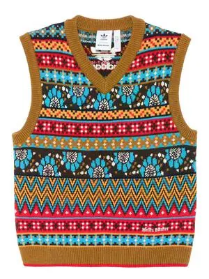Adidas X Wales Bonner Intarsia-knit Vest - Brown