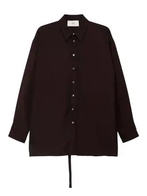 Ami Back-slit Shirt - Brown