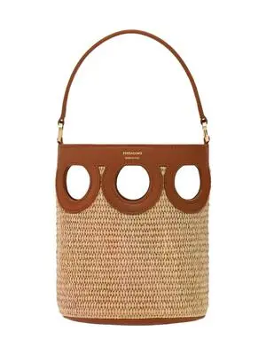 FERRAGAMO Mini Gancini Bucket Bag - Neutrals