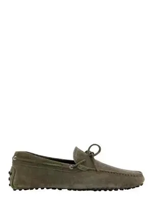 AURELIEN Bow-embellished Suede Driving Shoes - Green
