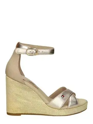 Tommy Hilfiger Leather Wedge Sandals - Gold