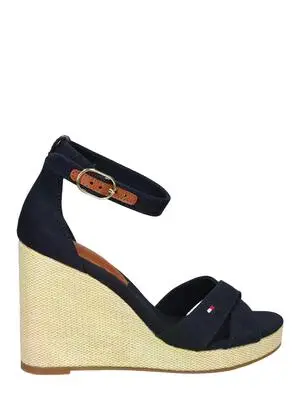 Tommy Hilfiger Leather Wedge Sandals - Blue