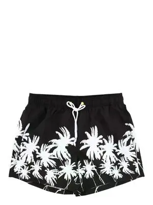 Sundek Palm Tree-print Swim Shorts - Black