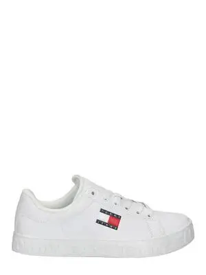 Tommy Hilfiger Logo-print Leather Sneakers - White
