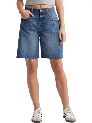 1822 Denim Raw Hem Pleated Denim Bermuda Shorts - Zariah