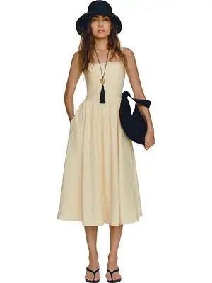 REFORMATION Janu Linen Dress - Ivory