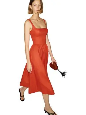REFORMATION Janu Linen Dress - Red