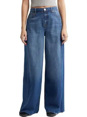 1822 Denim High-waist Wide-leg Jeans With Raw Hem - Carissa