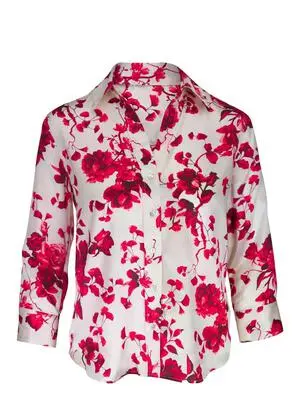 L'AGENCE Floral Print Silk Shirt