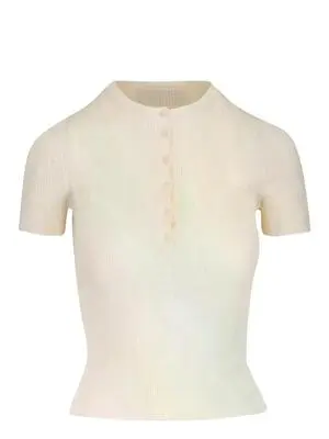 NILI LOTAN Francene Ribbed Short-Sleeve Top