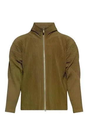 Issey Miyake Pleated Zip-up Jacket - Green